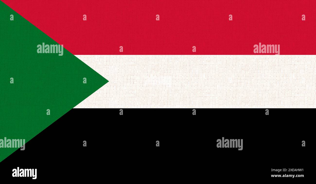Flag of Sudan. Sudanian flag on fabric surface. Fabric Texture ...