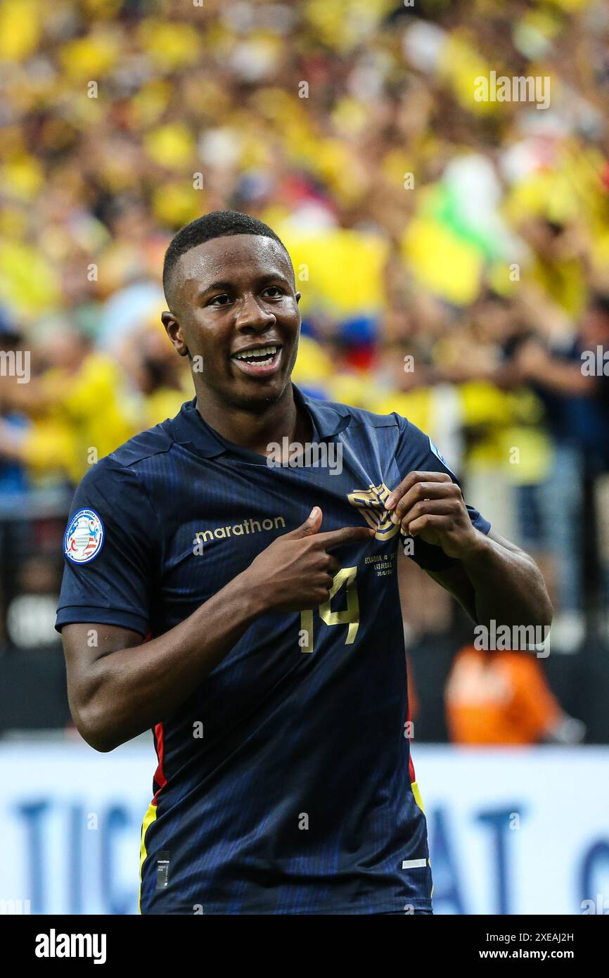 Las Vegas, NV, USA. 26th June, 2024. Ecuador midfielder Alan Minda (14 ...