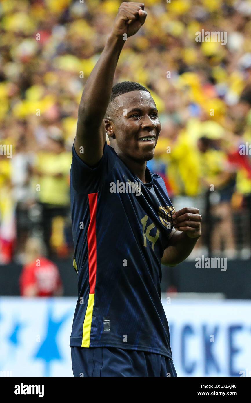 Las Vegas, NV, USA. 26th June, 2024. Ecuador midfielder Alan Minda (14 ...