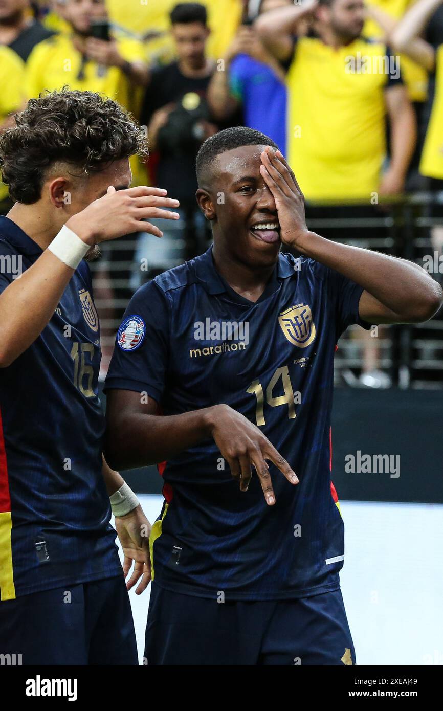 Las Vegas, NV, USA. 26th June, 2024. Ecuador midfielder Alan Minda (14 ...