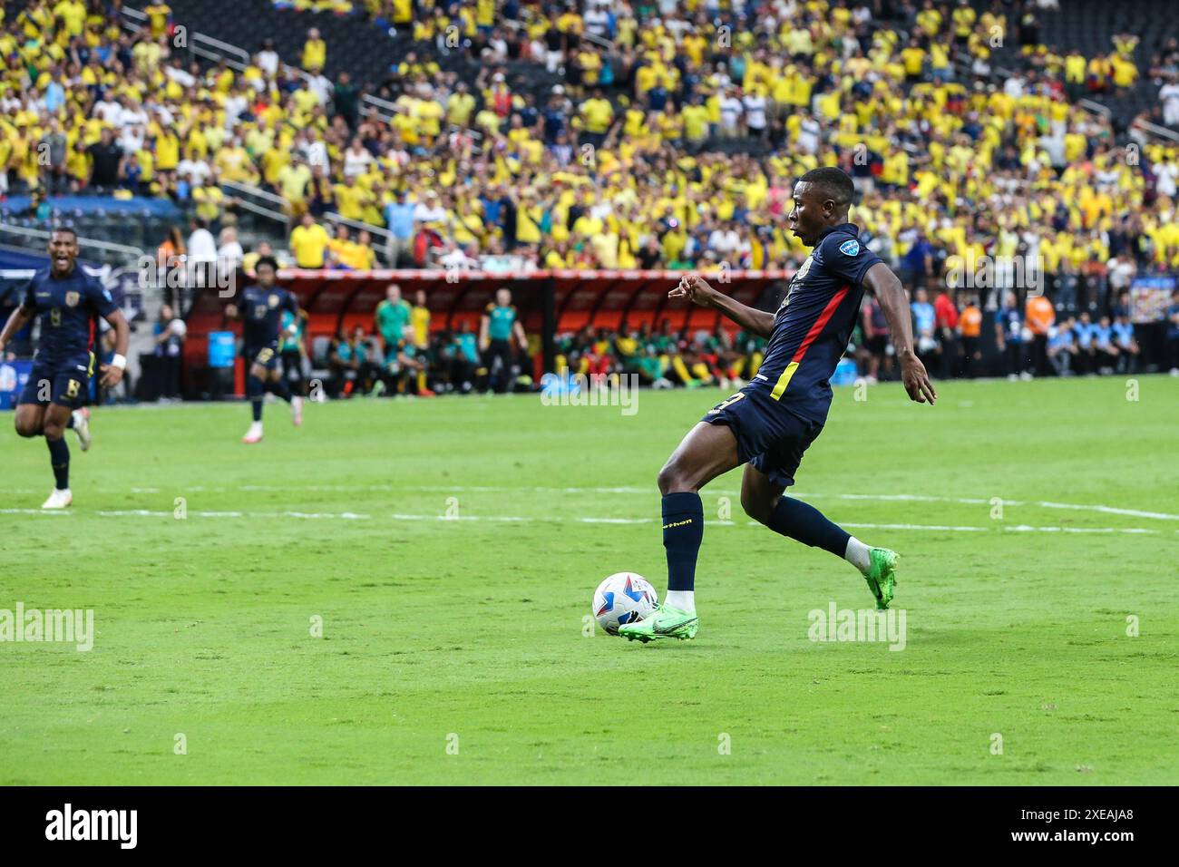Las Vegas, NV, USA. 26th June, 2024. Ecuador midfielder Alan Minda (14 ...