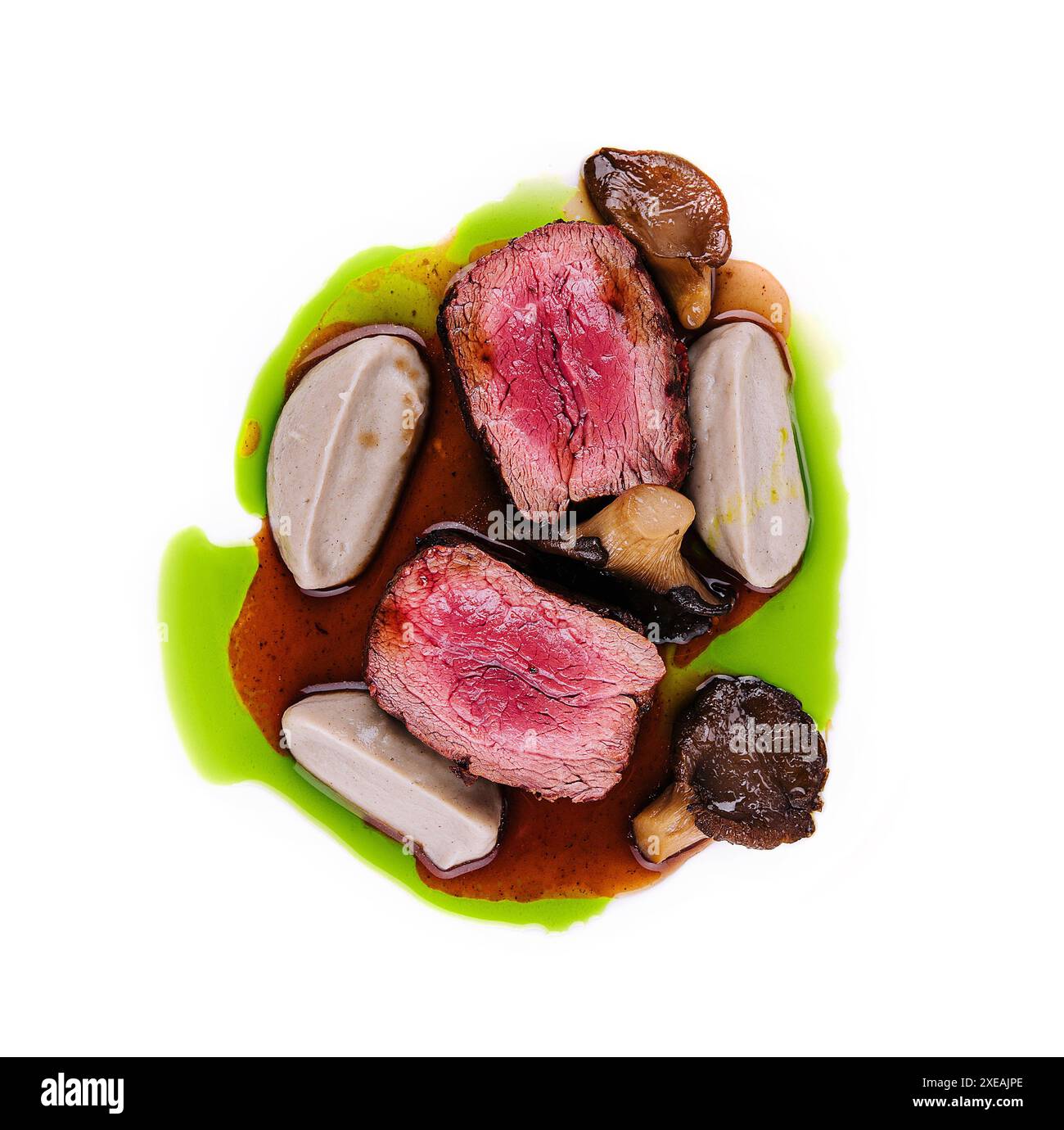 Duck tenderloin in sauce with mushroom isolated Stock Photo - Alamy