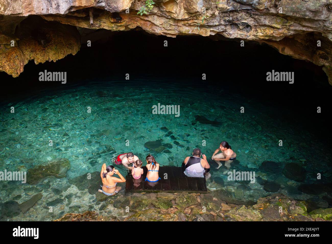 Cenote bathing tourists jungle tropical Merida, Mexico Stock Photo - Alamy