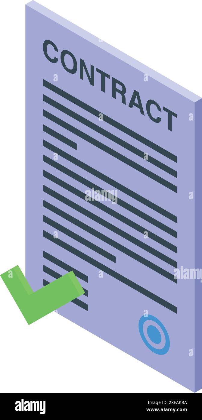 This isometric illustration features a contract being signed ...