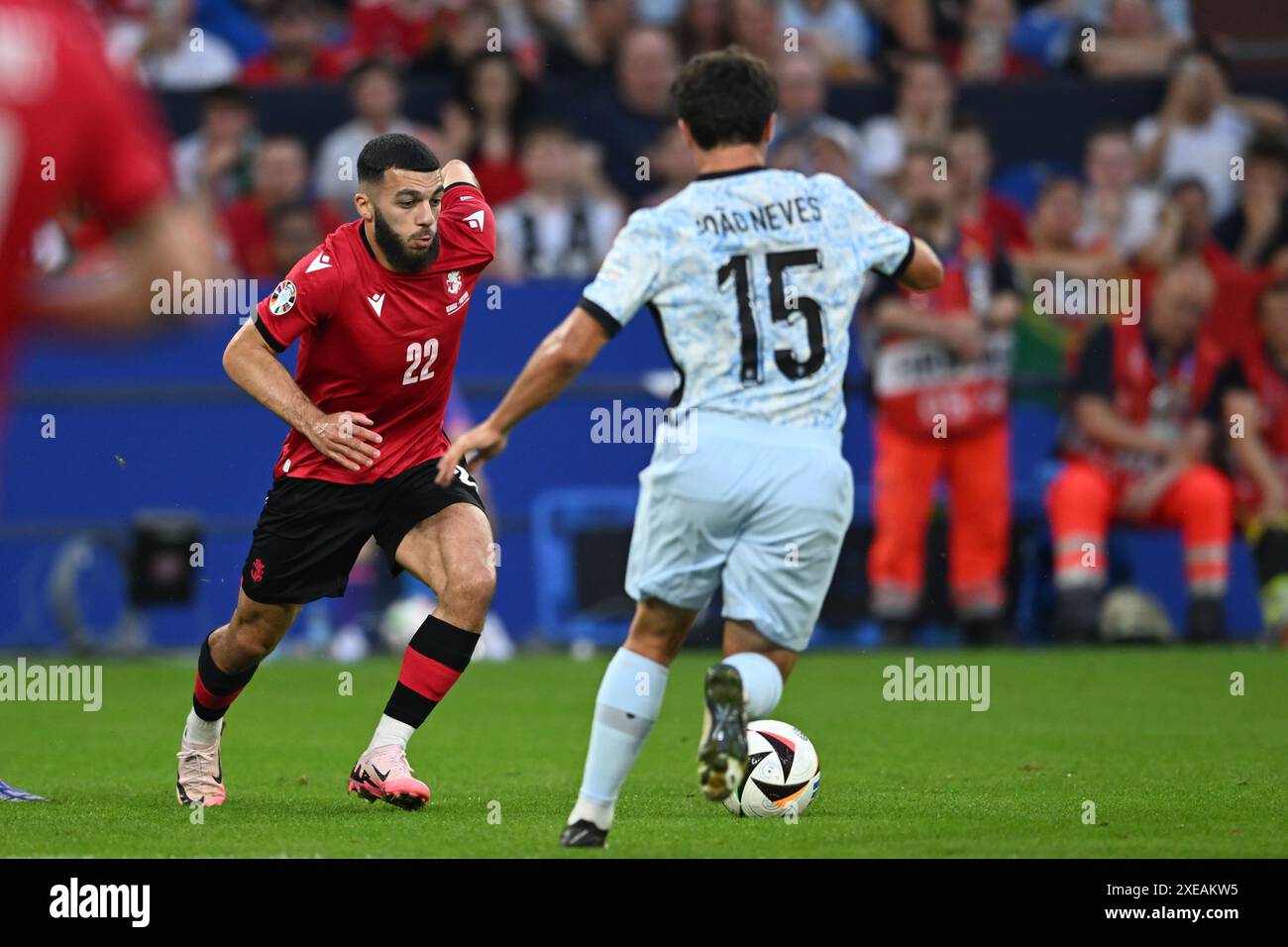 Georges Mikautadze (Georgia)Joao Neves (Portugal) during the UEFA Euro ...