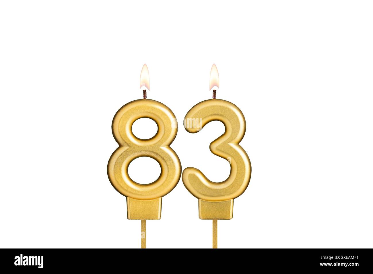 Birthday candle number 83 on white background Stock Photo - Alamy
