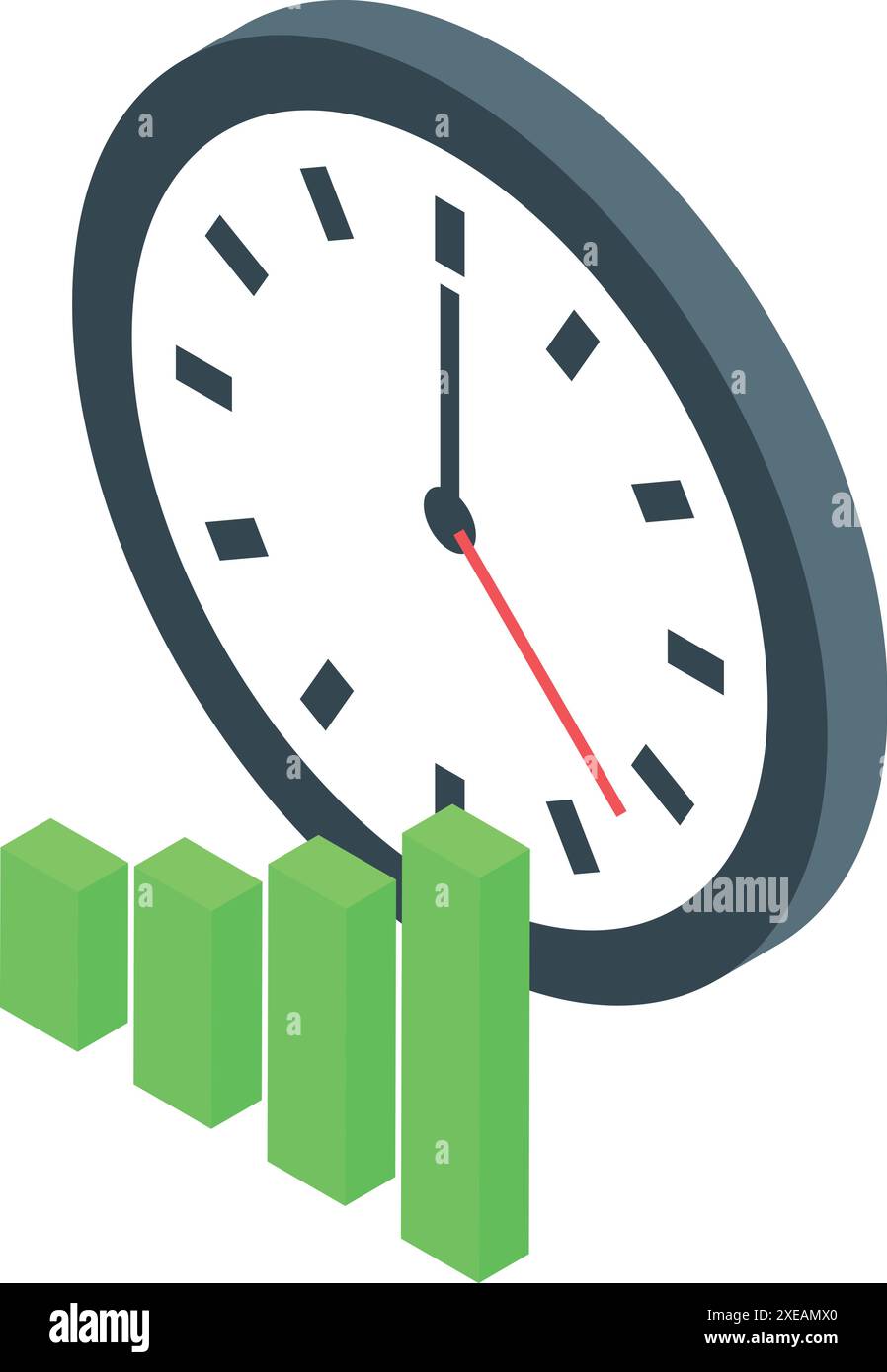 Clock is counting down as a bar chart grows, symbolizing the passage of ...