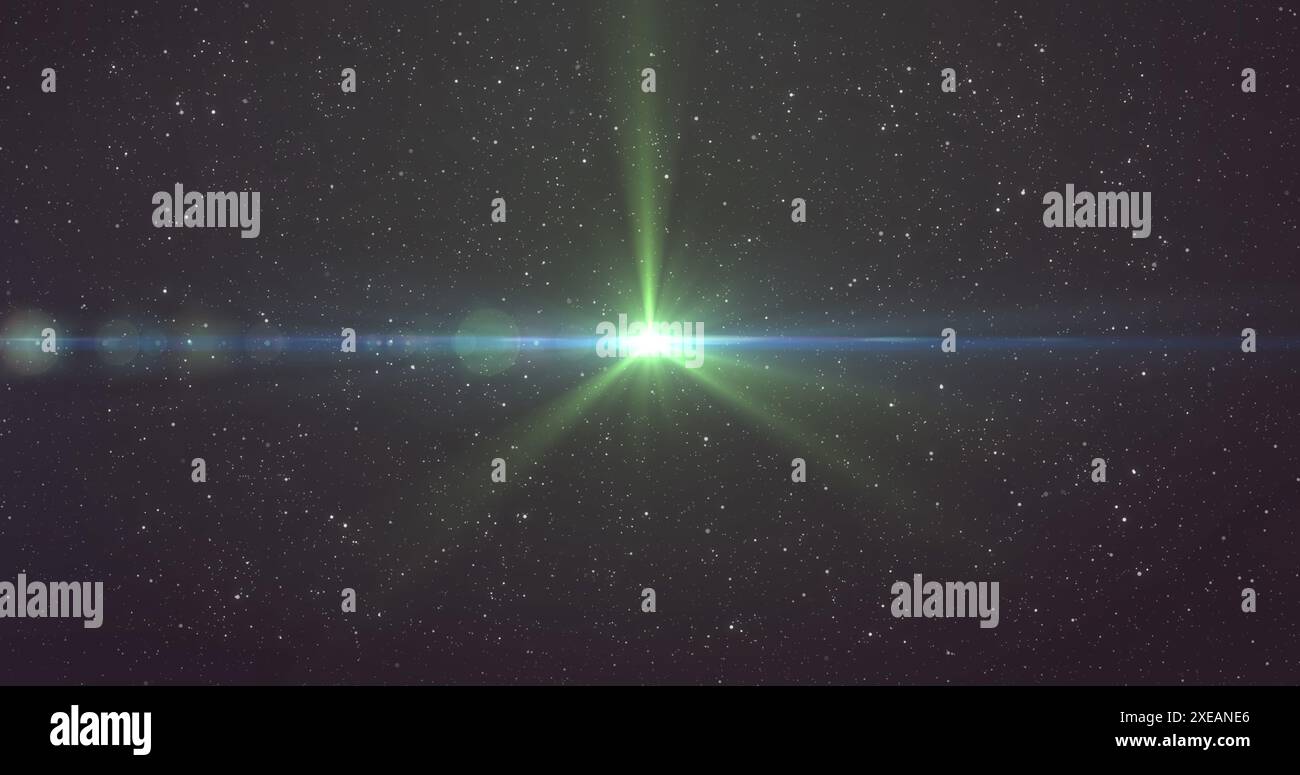 Image of glowing lights over night sky with stars Stock Photo - Alamy