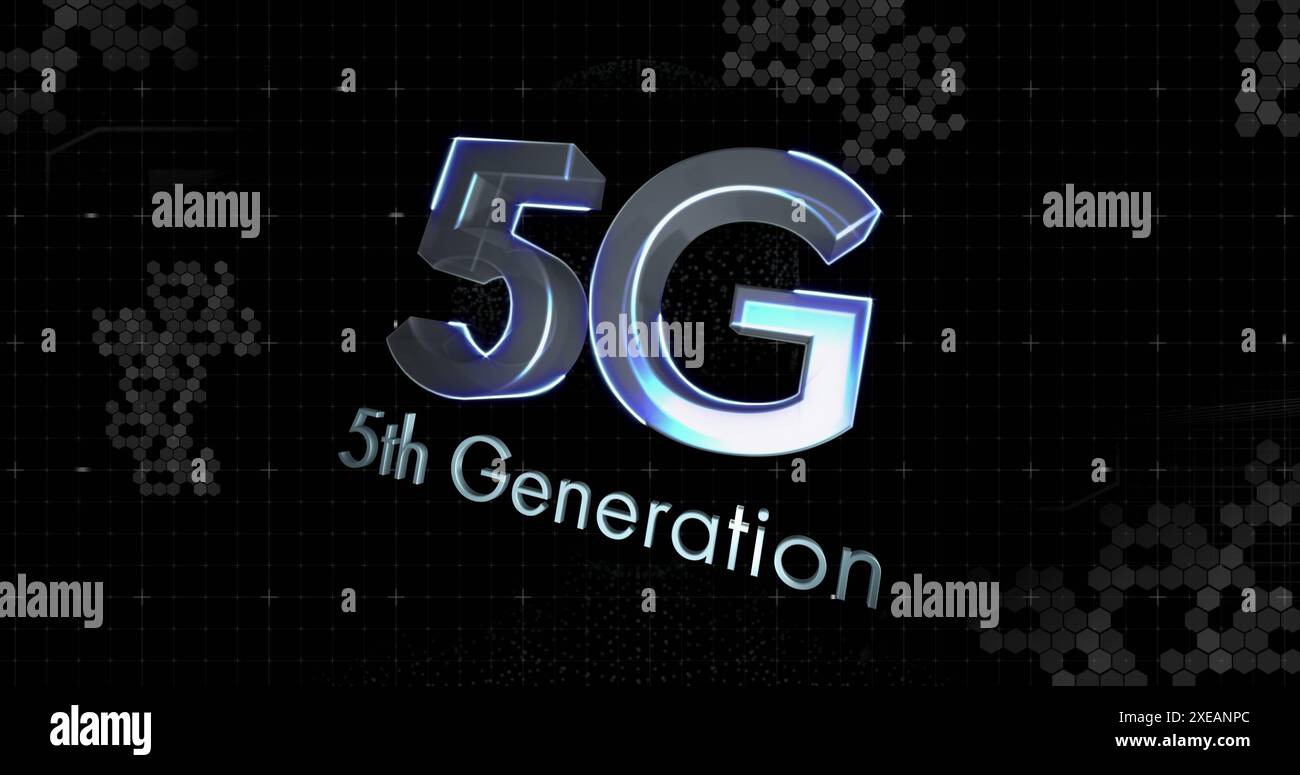 Image of 5g text over shapes on black background Stock Photo - Alamy
