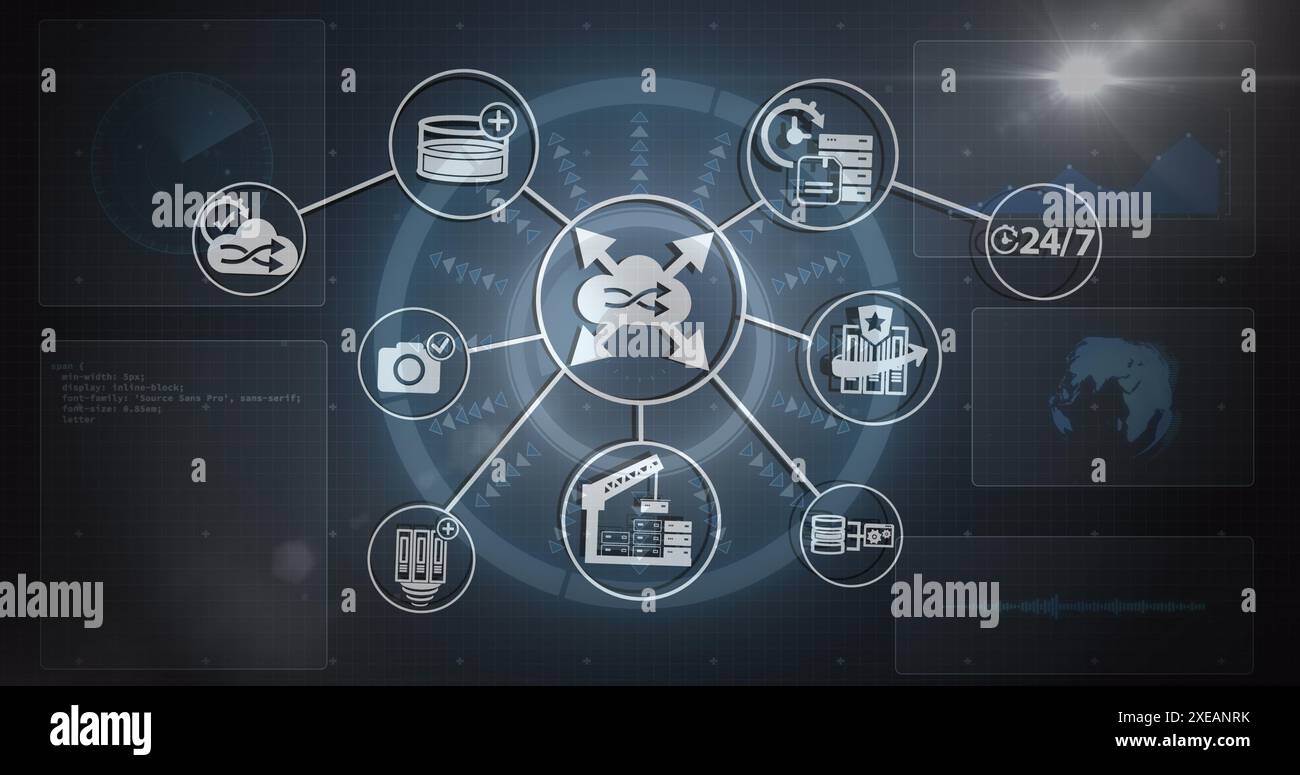 Image of network of connections with icons Stock Photo - Alamy