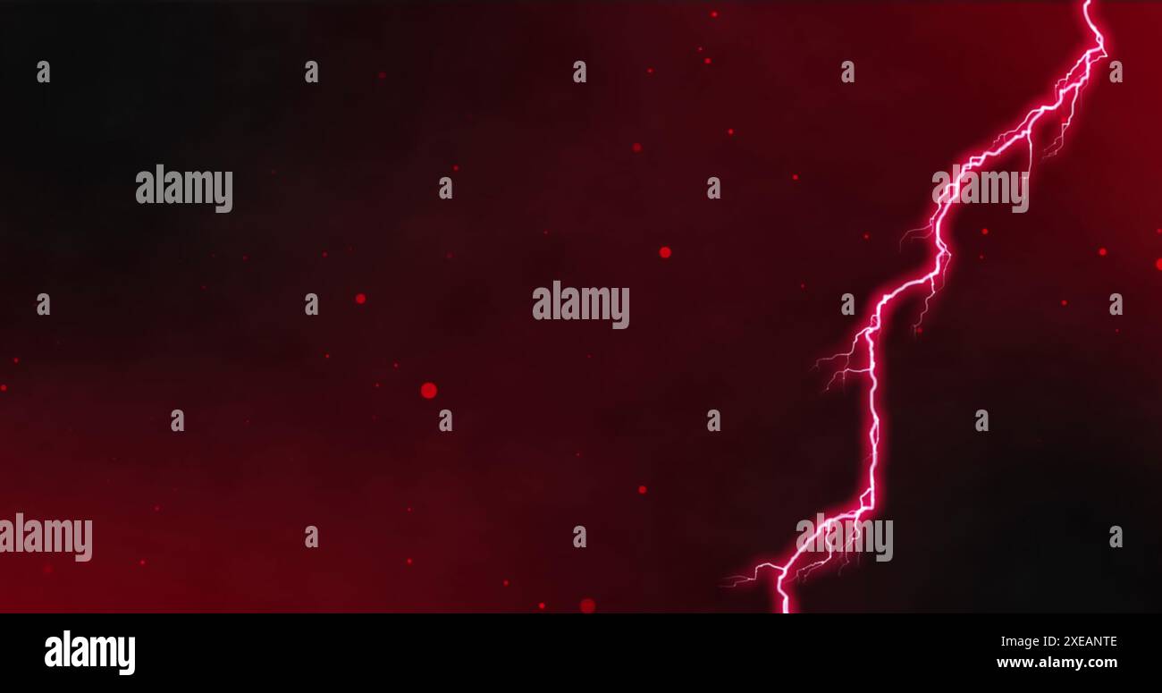 Image of red dots floating on black background with flashes, copy space ...