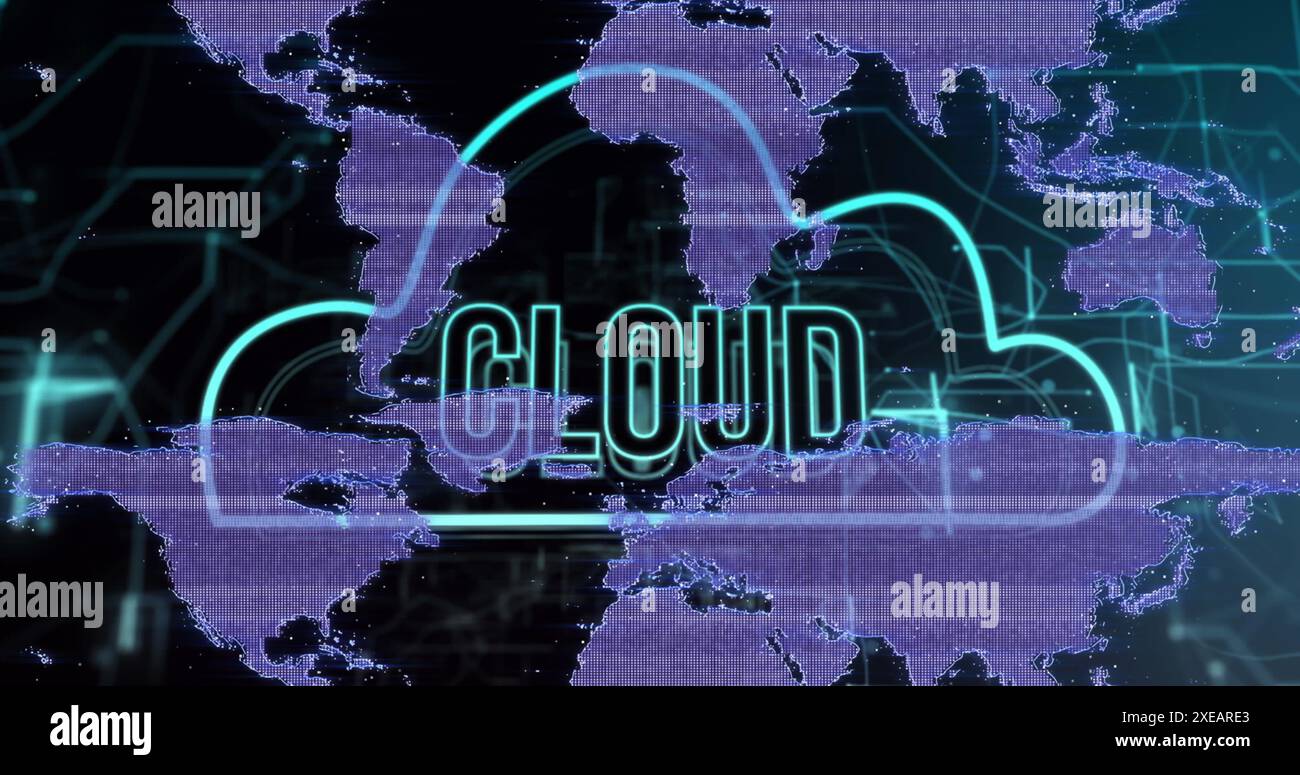 Image of cloud text over world map Stock Photo - Alamy