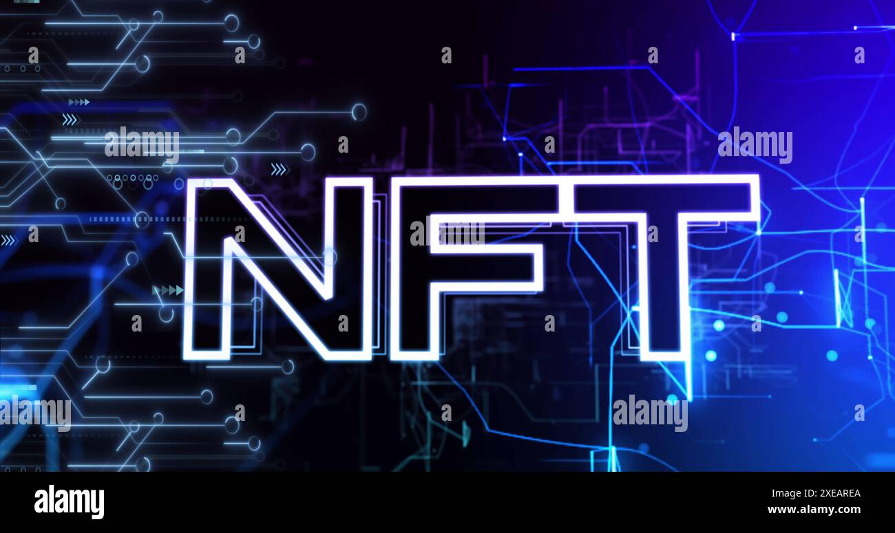 Image of data processing over glowing computer circuit board on blue background Stock Photo - Alamy