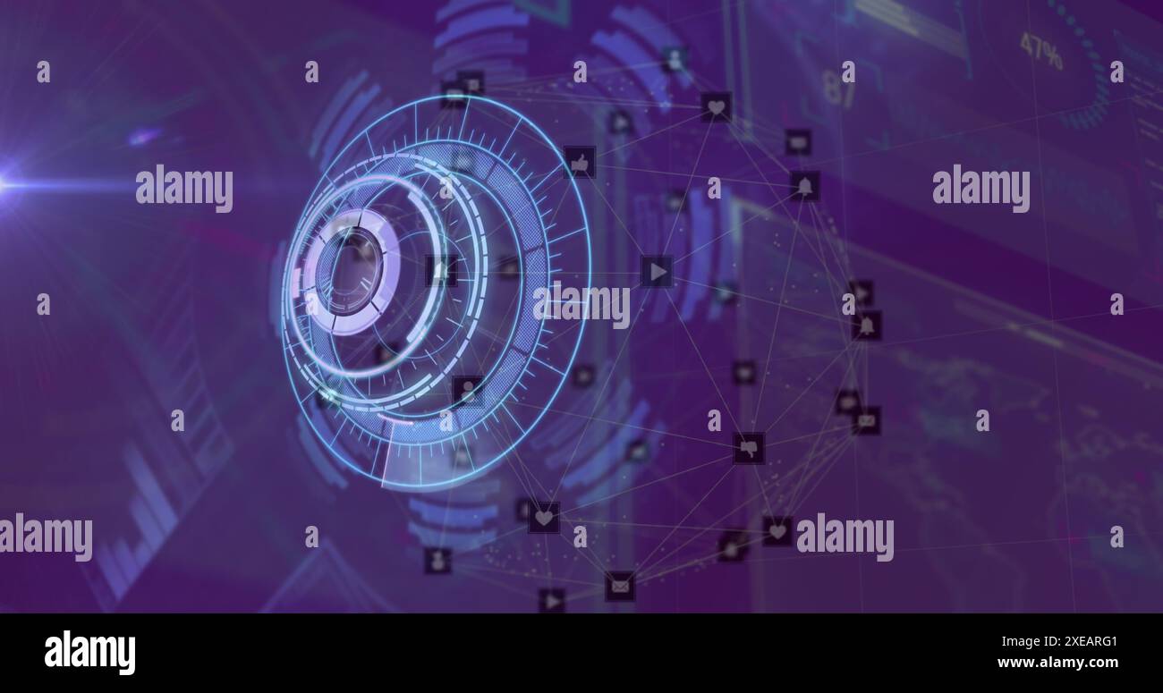 Image of scope scanning and data processing on screens Stock Photo - Alamy