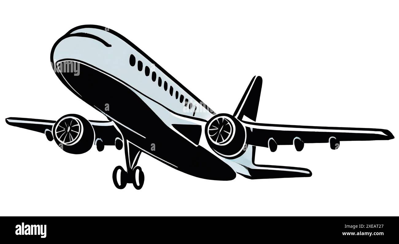 2d illustration airplane, icon. The picture is isolated on a white ...