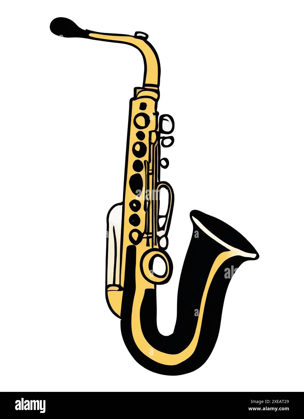 The saxophone is a musical instrument. Color illustration of flat line ...