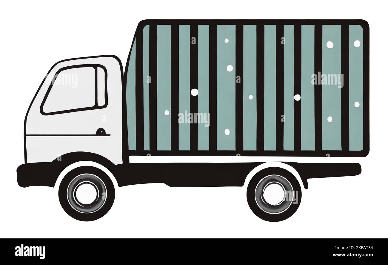2d illustration of truck, drawing icon on white background Stock Photo ...