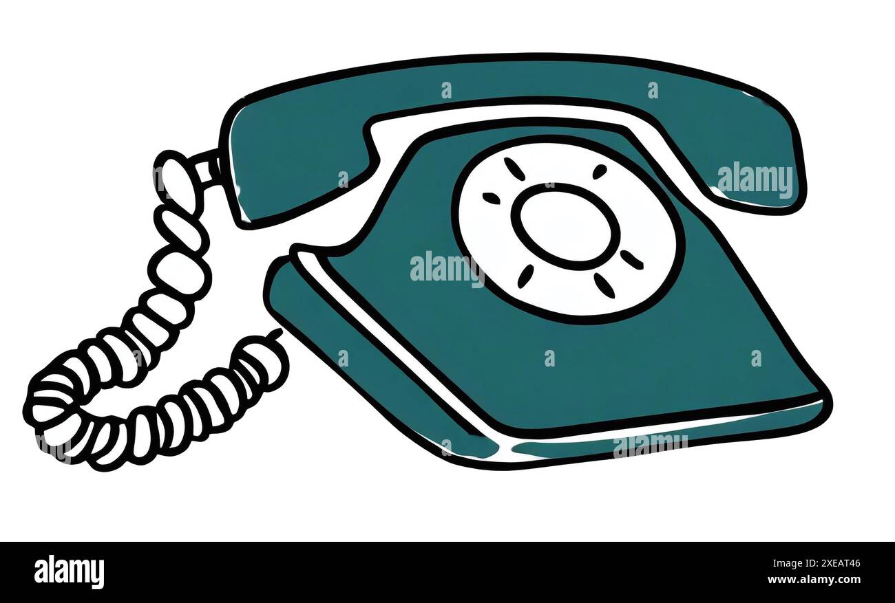 Flat illustration of old wired telephone icon isolated on white ...