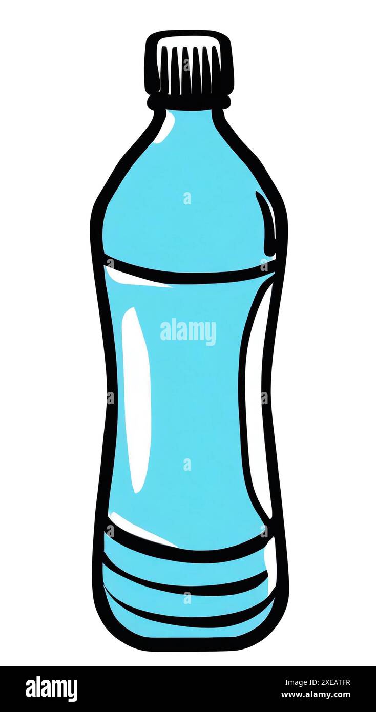 2d illustration of water bottle icon, drawing isolated on white ...