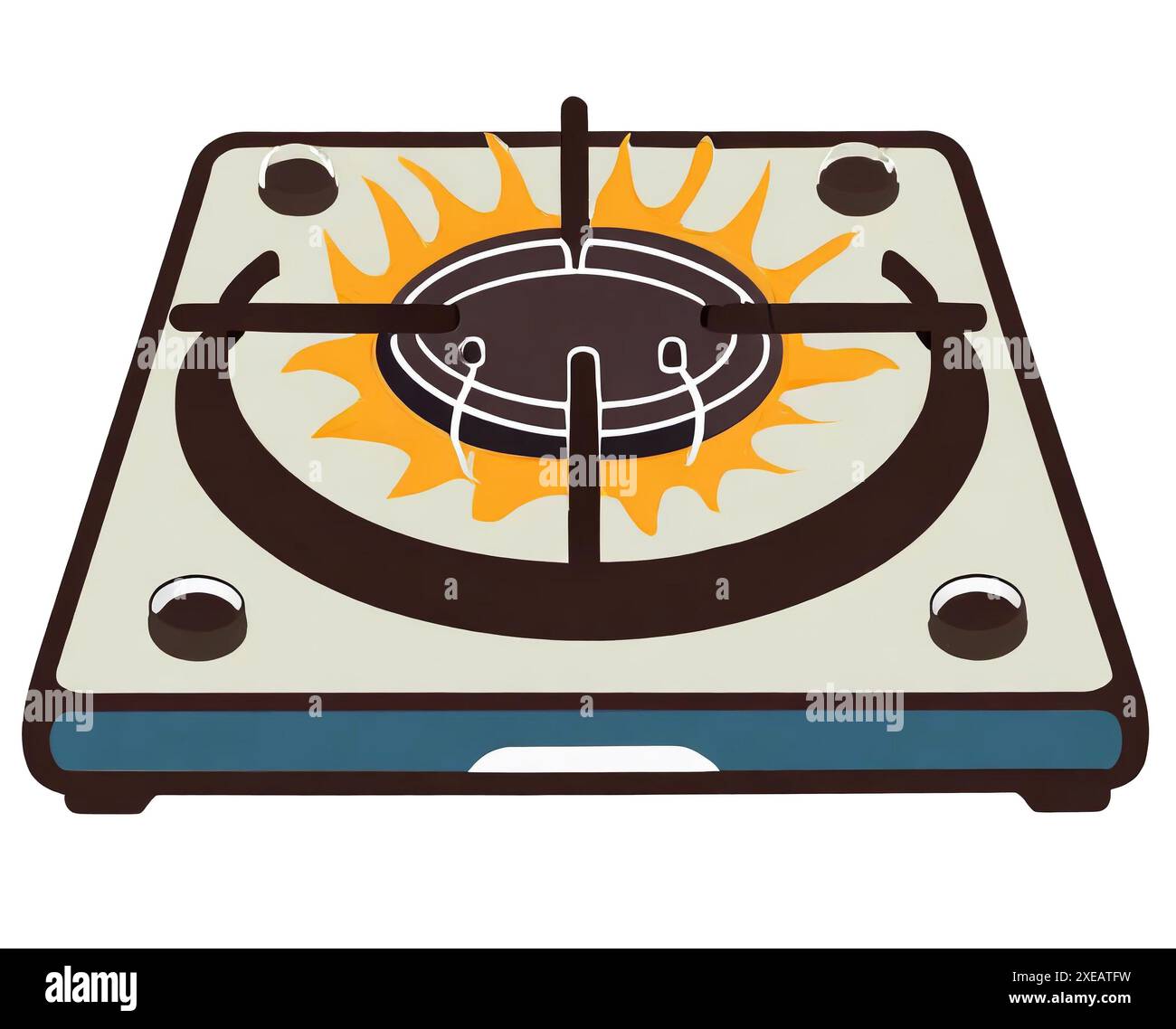 Flat illustration icon of gas stove, drawing isolated on white ...