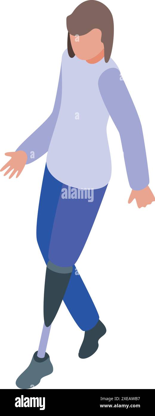 Young woman with prosthetic leg walking and gesturing, overcoming ...