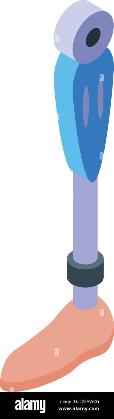 Modern blue prosthetic leg is attached to a human foot, symbolizing ...