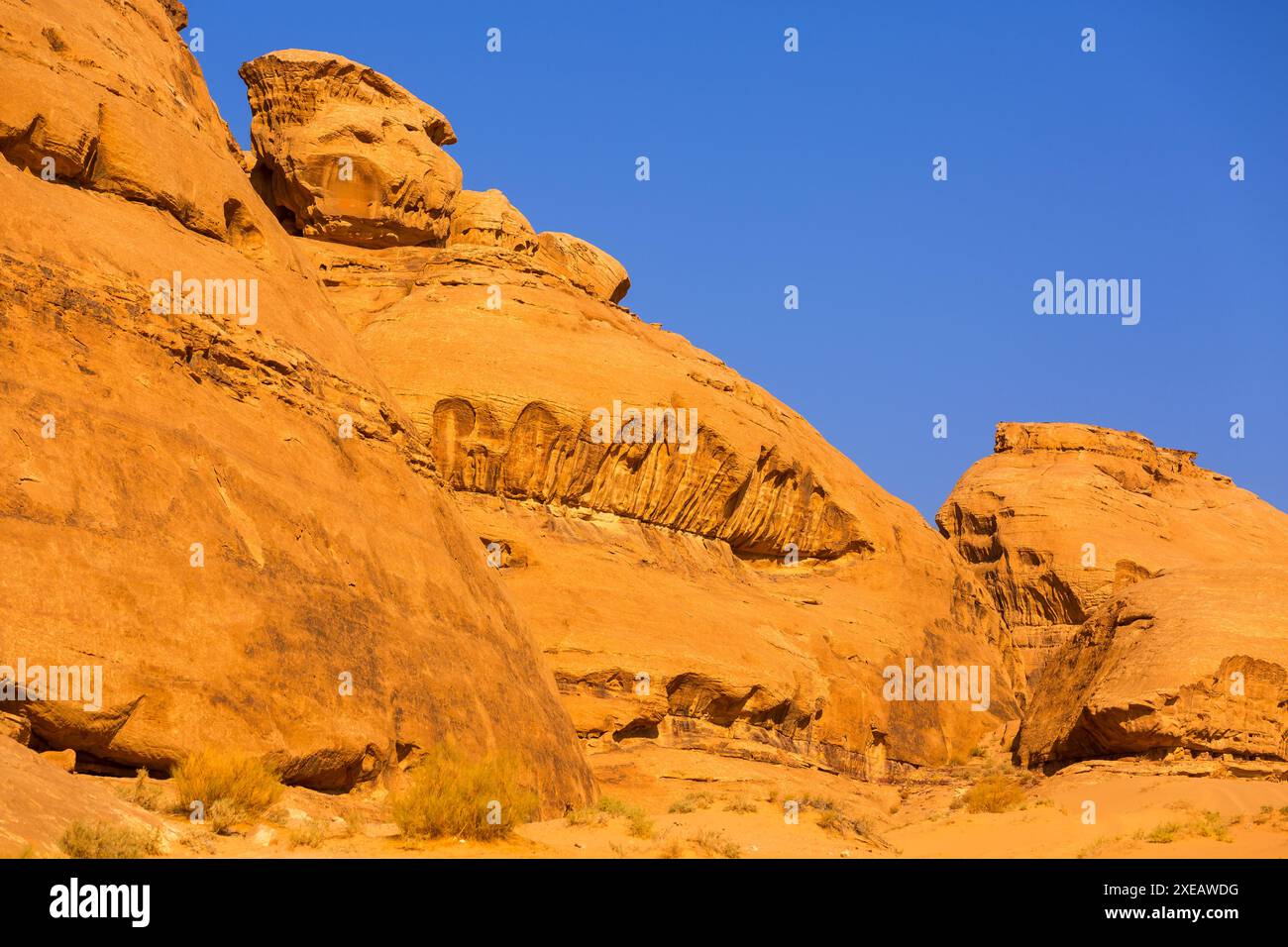 Wadi Rum, Jordan beautiful view of mountain sandstone rocks close-up ...