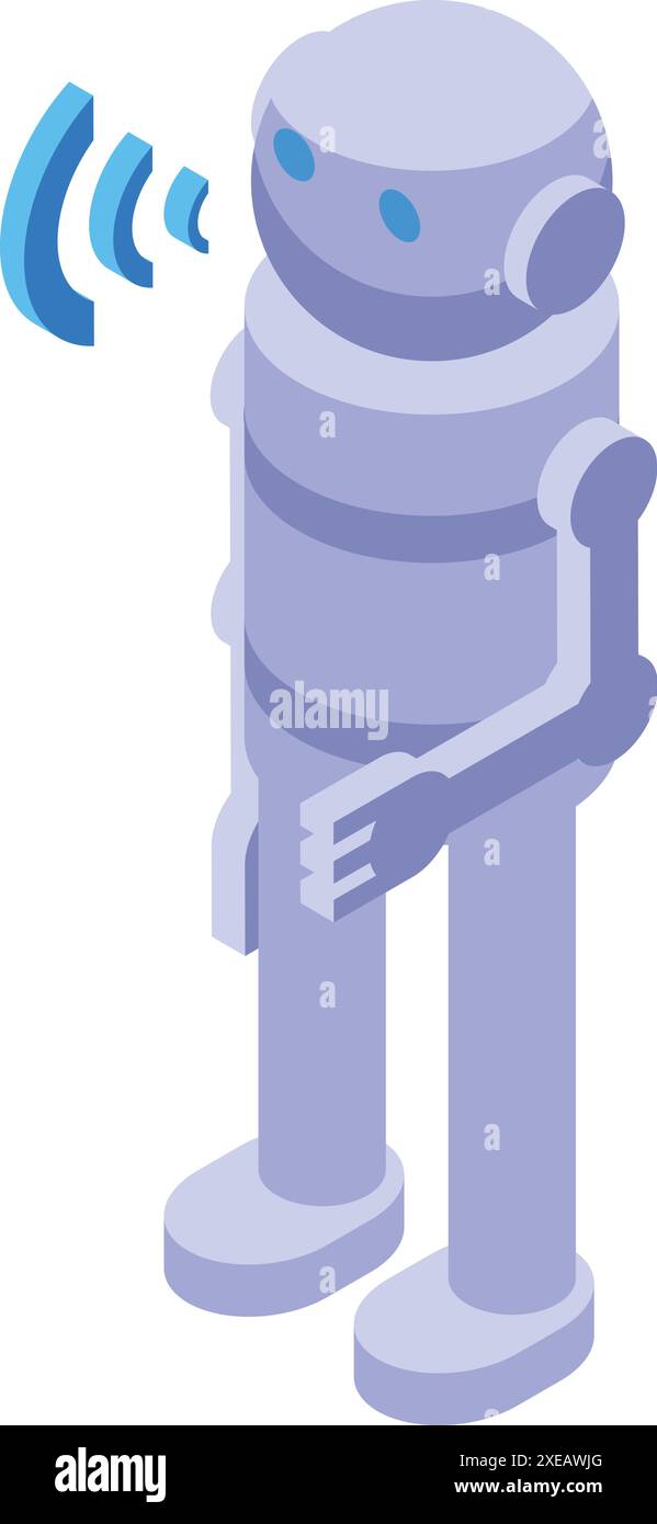 Modern robot listening voice command in isometric view for any kind of projects on robotics ...