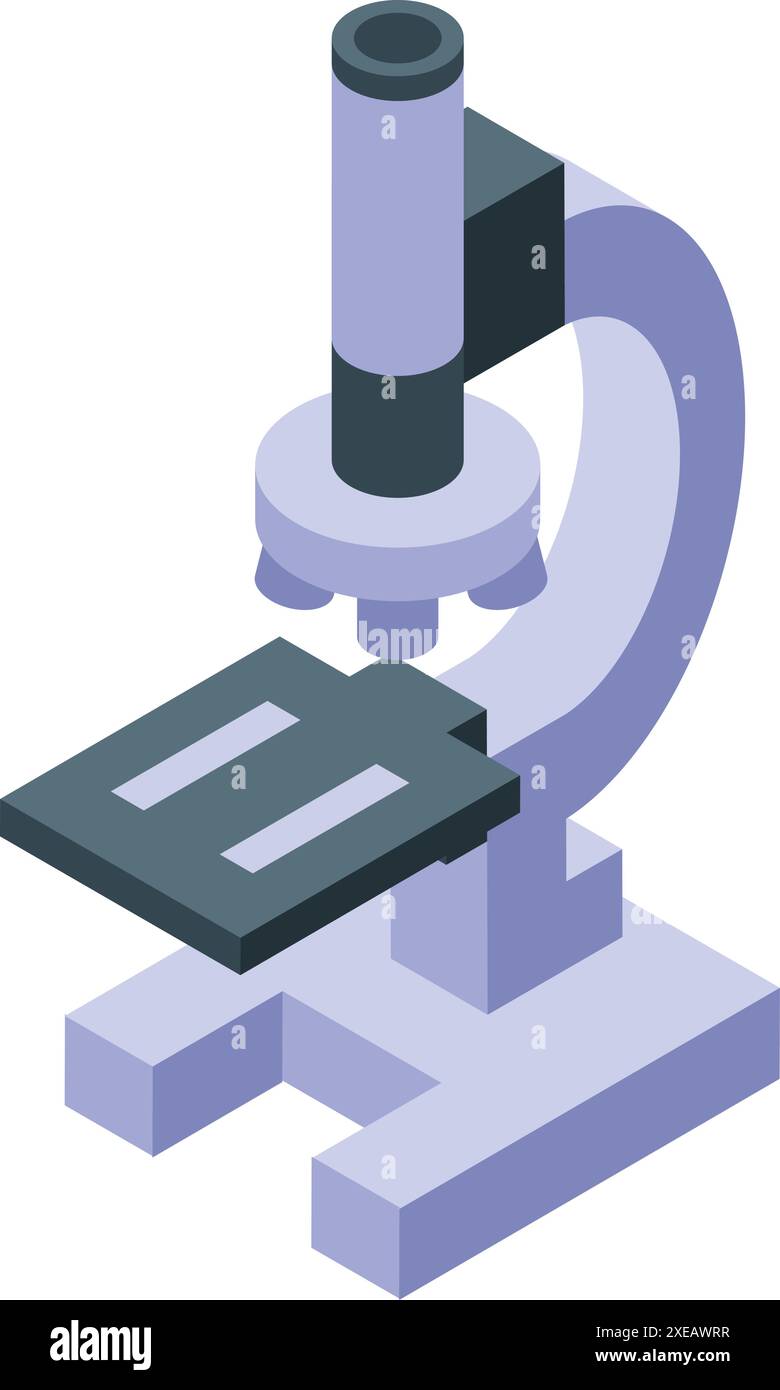 Modern microscope is standing on a white background, ready for ...