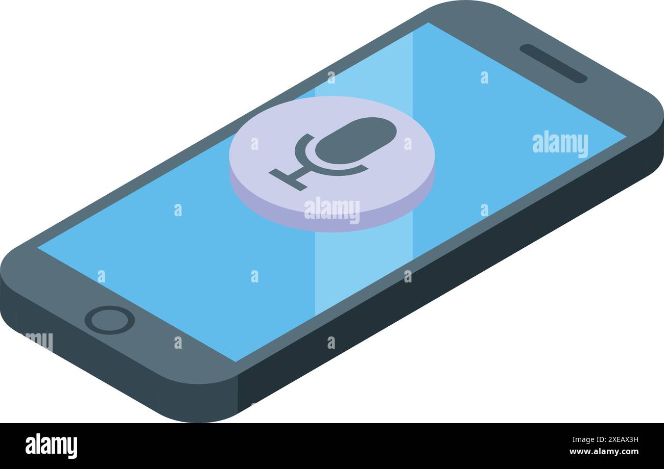 Modern smartphone is displaying a microphone button, suggesting voice command functionality ...