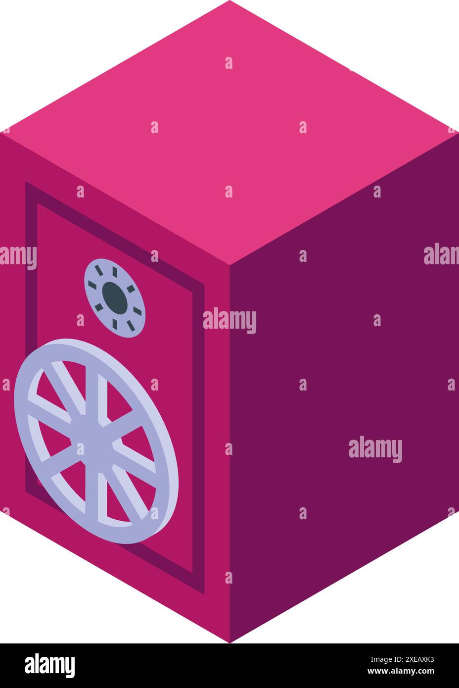 This isometric illustration showcases a modern bank safe deposit box ...