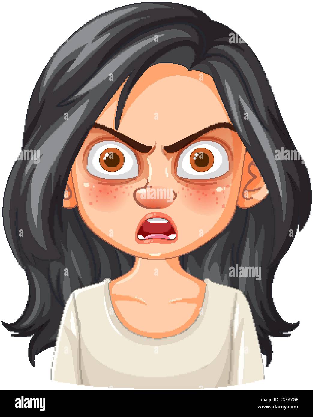 Illustration of an angry woman with dark hair Stock Vector Image & Art ...