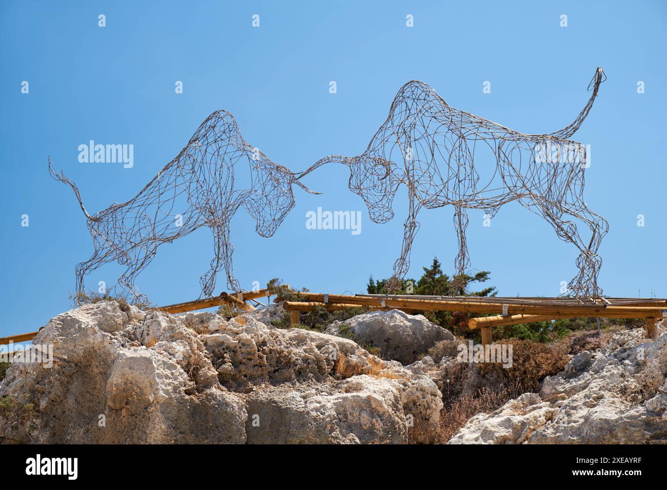 Sculpture of fighting bull in Ayia Napa international Sculpture Park ...
