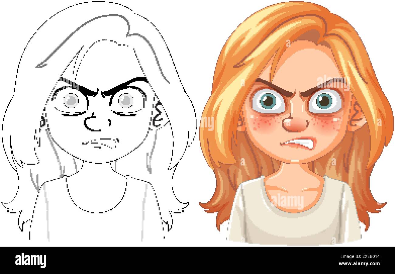 Portrait child girl face Stock Vector Images - Alamy