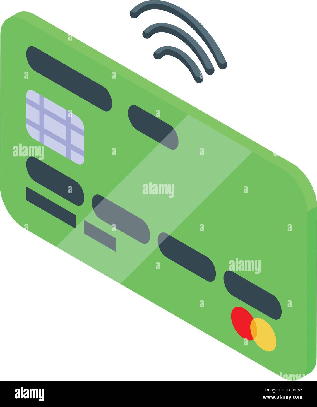 Green credit card sending a contactless payment signal in isometric view Stock Vector Image ...