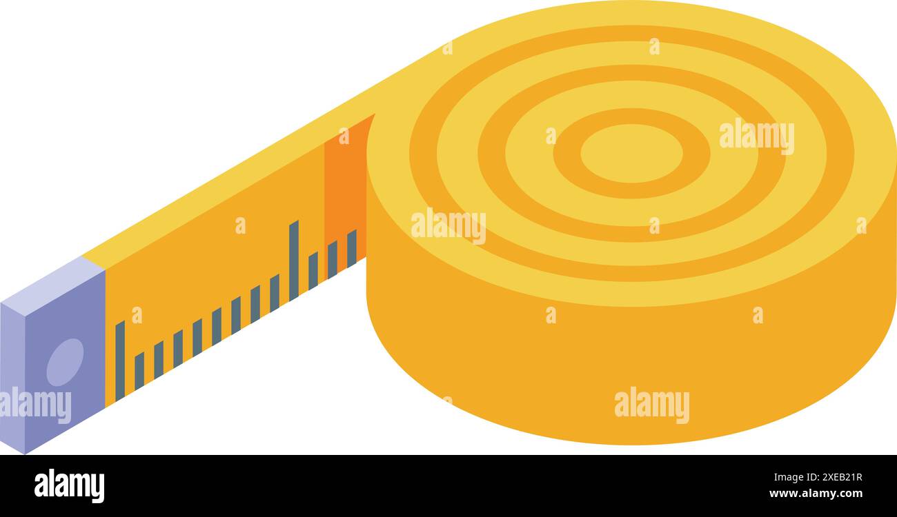 Yellow measuring tape showing centimeters in isometric view Stock ...
