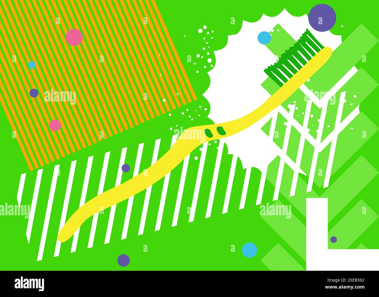 Toothbrush geometrical graphic retro theme background. Minimal ...