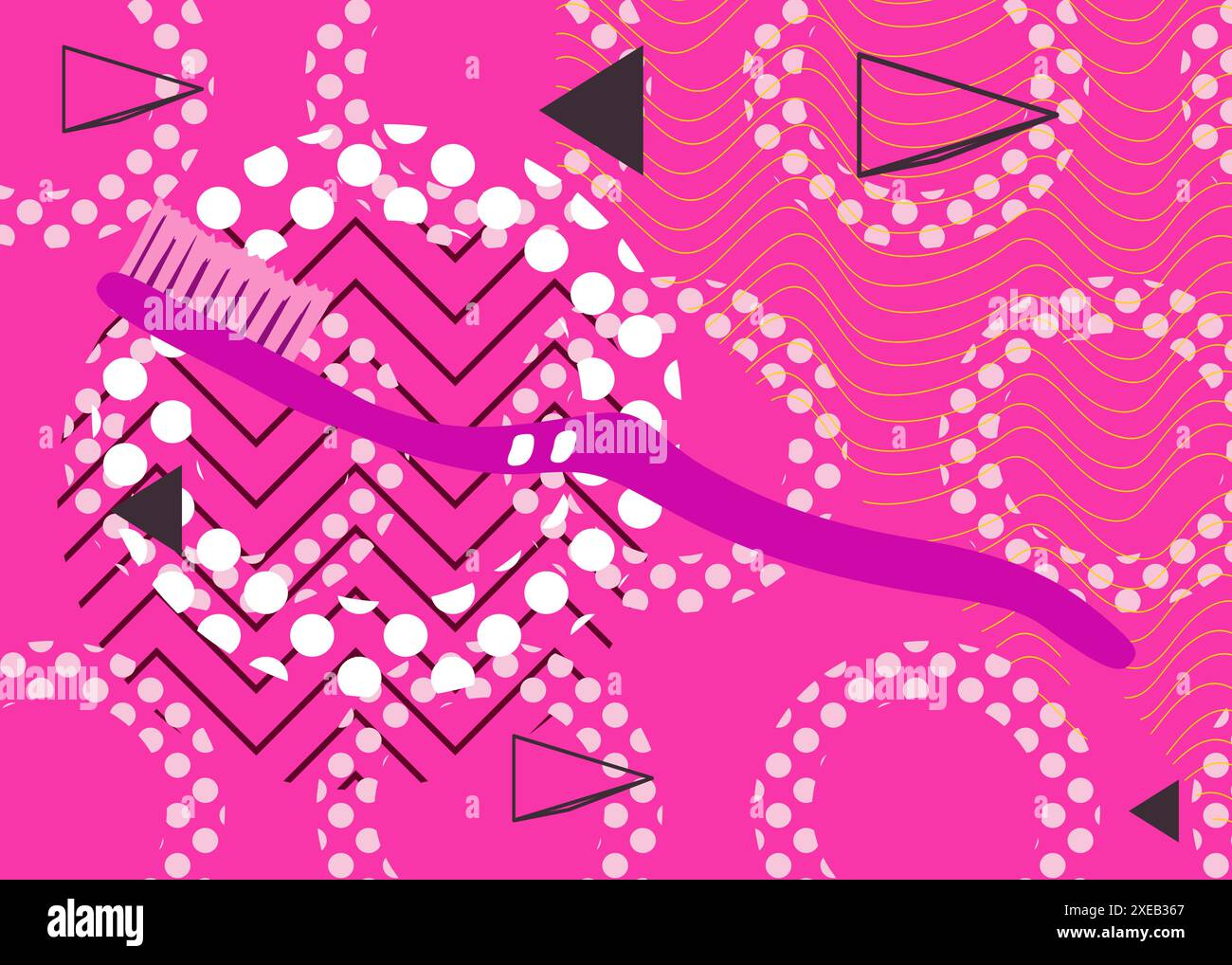 Toothbrush geometrical graphic retro theme background. Minimal ...