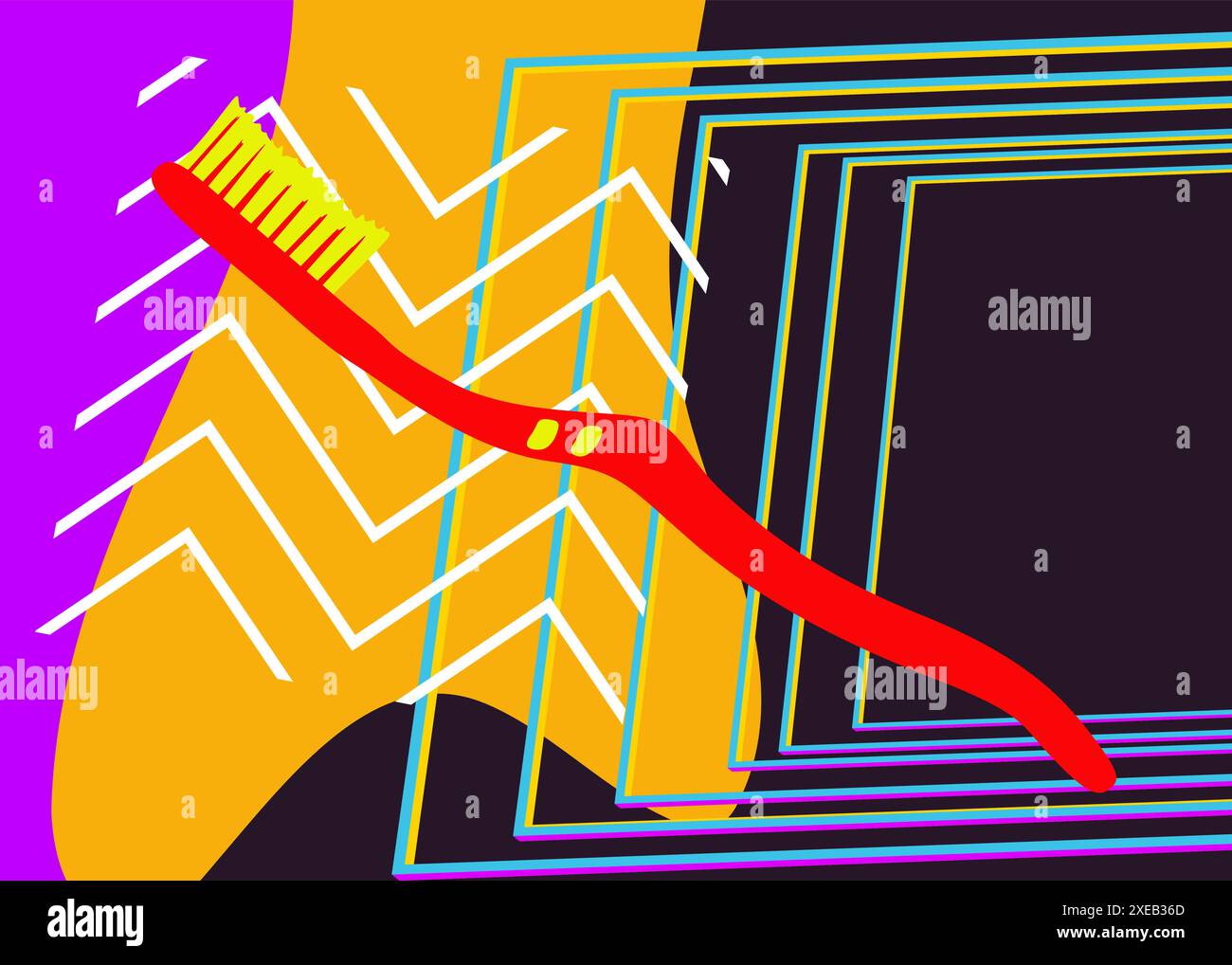 Toothbrush geometrical graphic retro theme background. Minimal ...