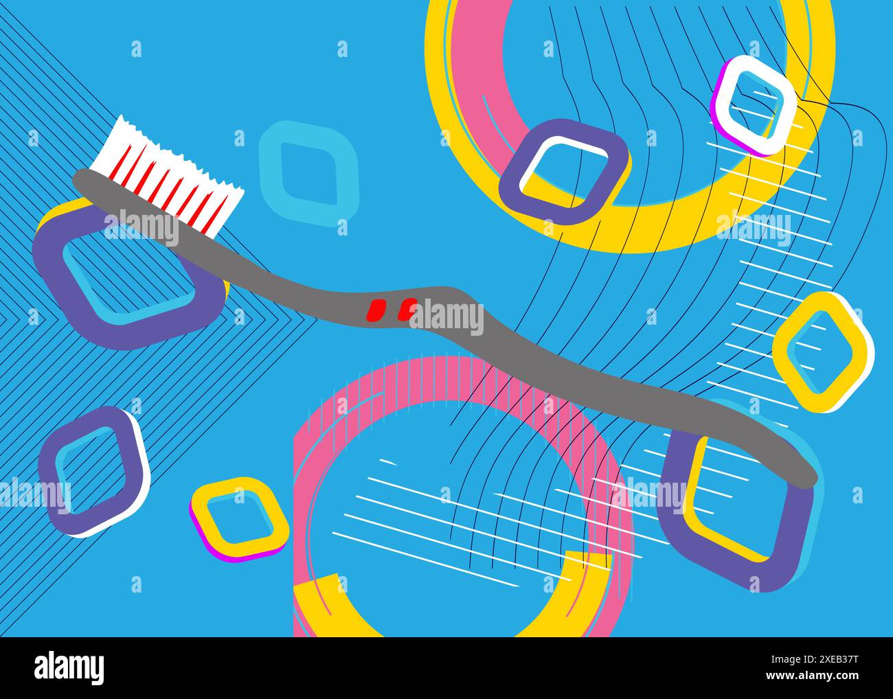 Toothbrush geometrical graphic retro theme background. Minimal ...