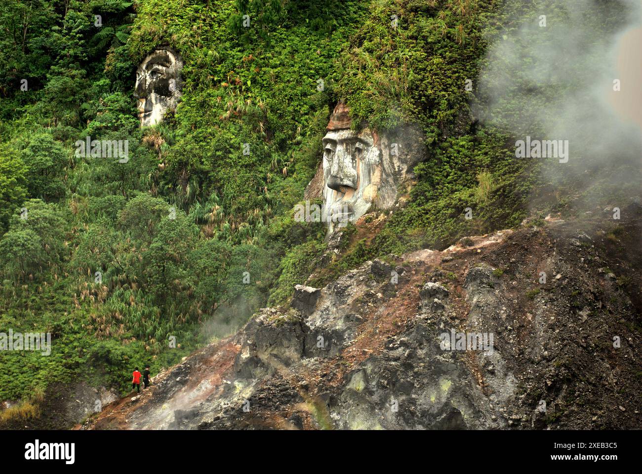 Giant faces illustrating characters of Toar and Lumimuut, the ancestors ...