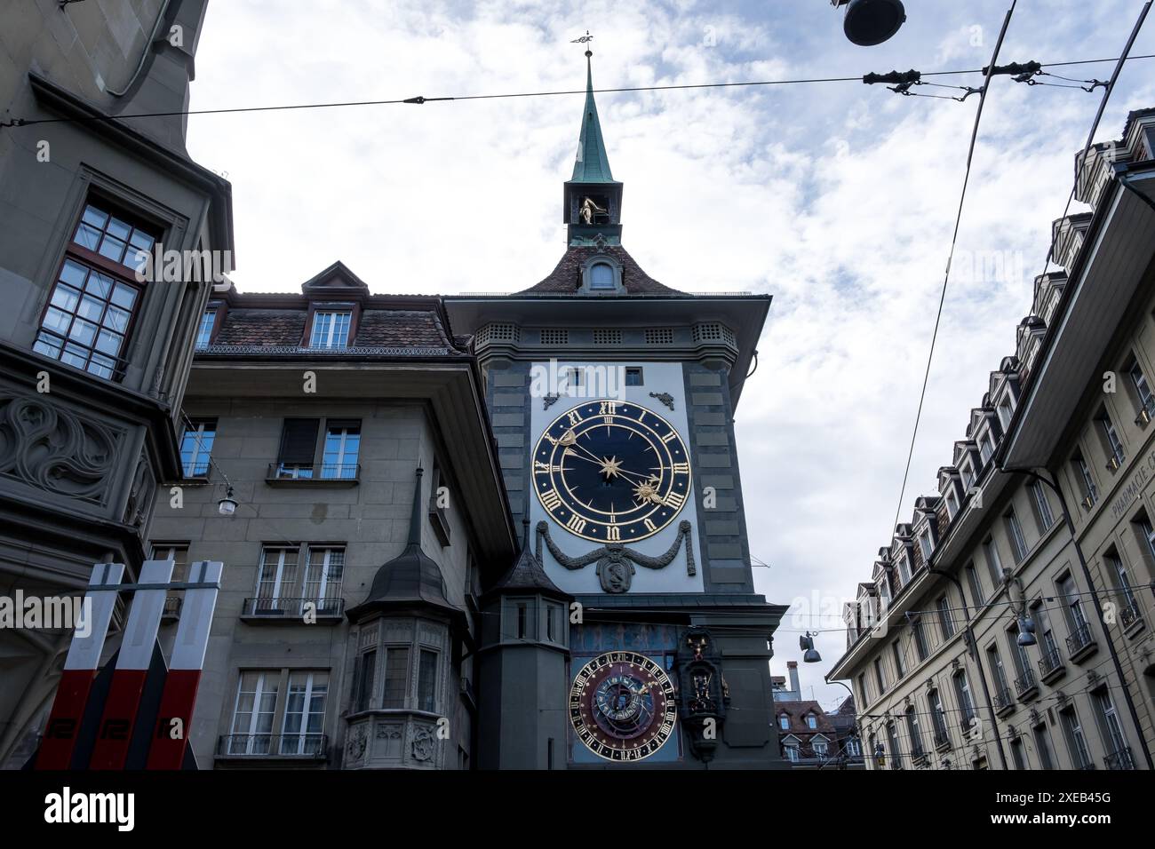 Detail of the eastern face of the Zytglogge, a landmark medieval tower ...