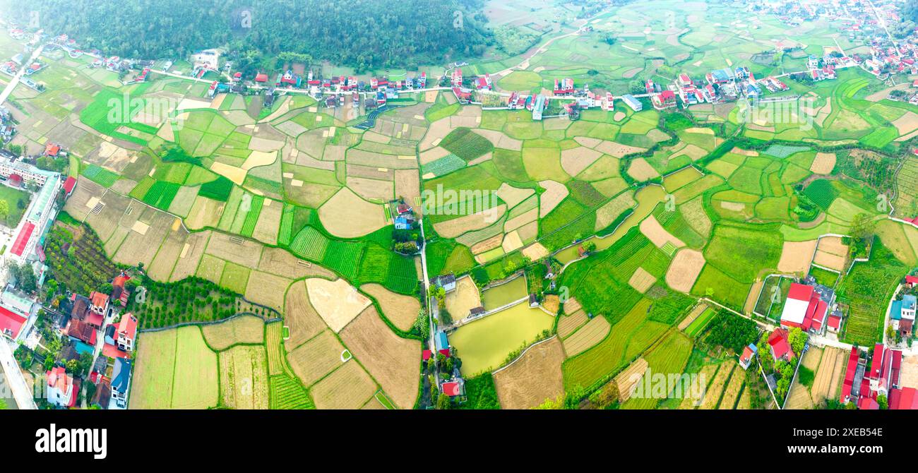 Landscape of Bac Son valley around with houses on pitotis in the ...