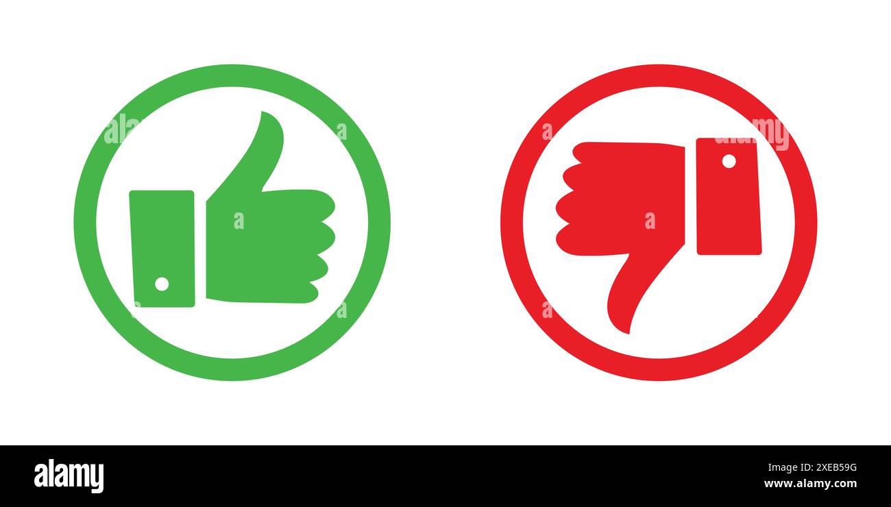 Thumb up and thumb down symbol. Positive and negative choice. Isolated ...