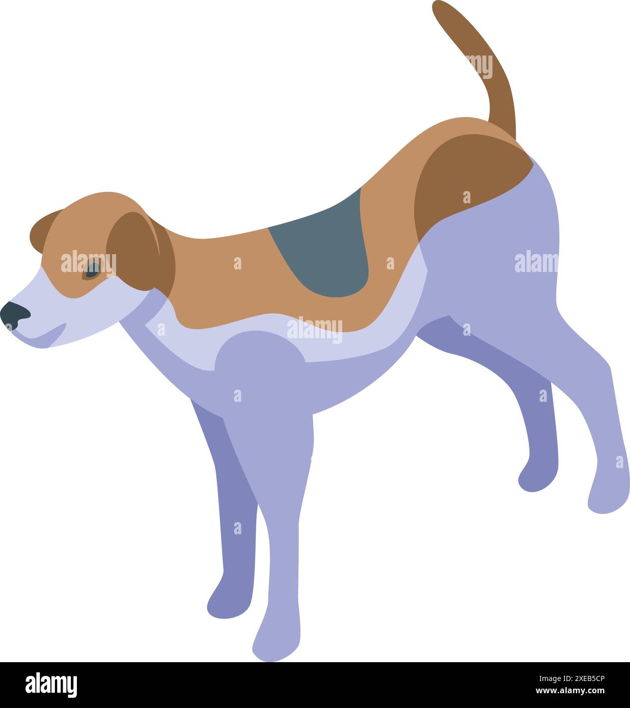 Illustration of a spotted hound dog standing with its tail raised Stock ...
