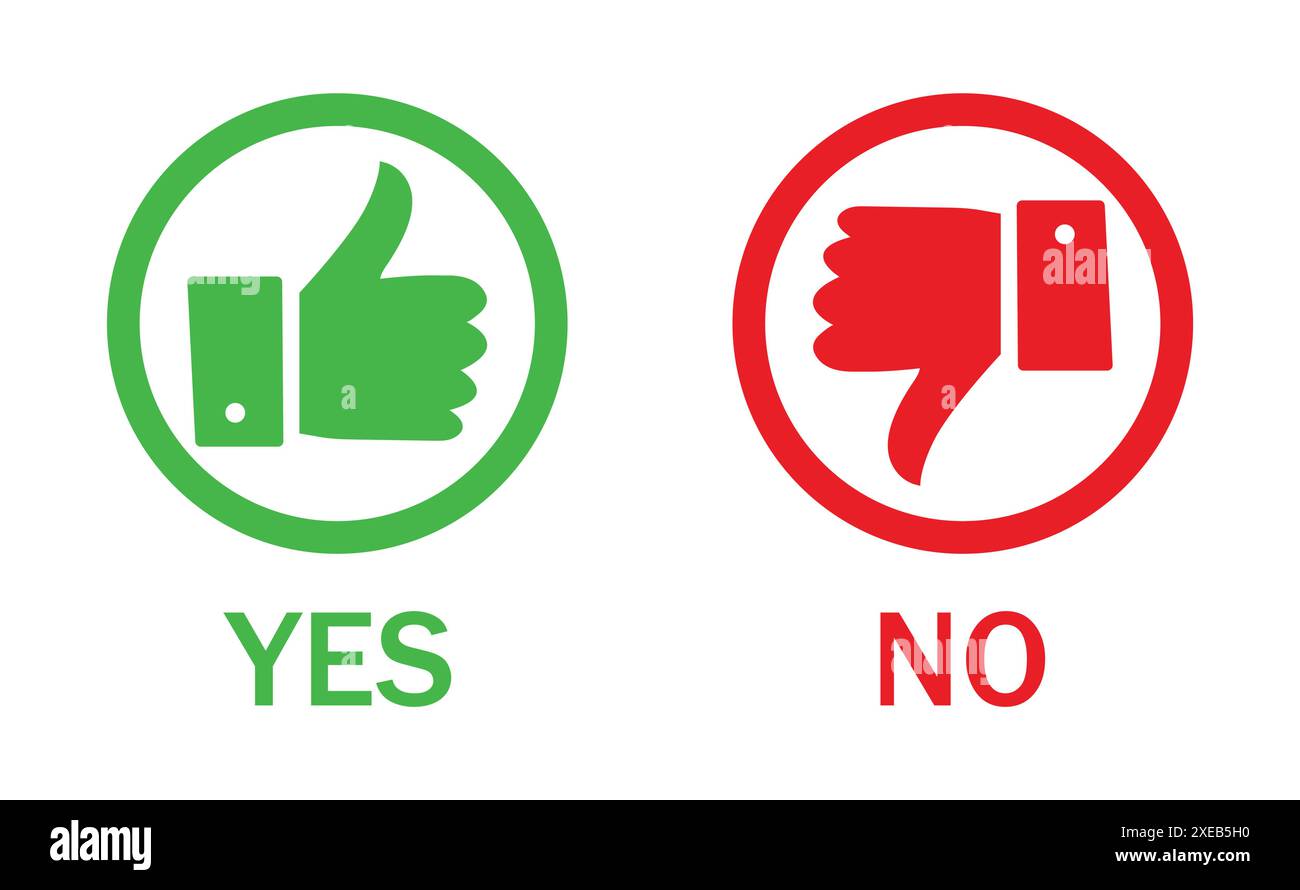 Yes or no choice. Like and dislike icons. Thumbs up and thumbs down ...