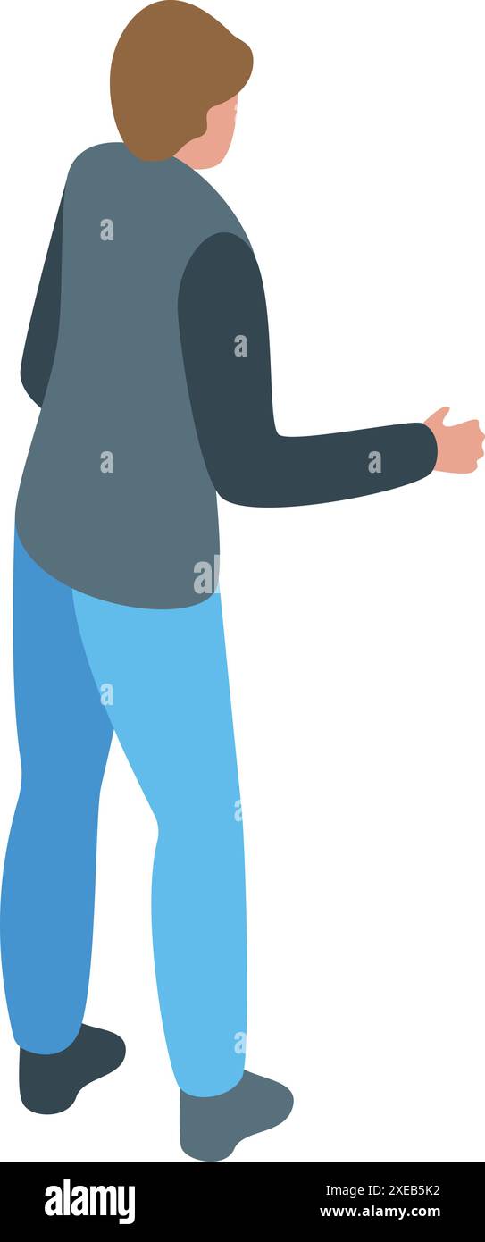 Man pointing or showing something with his hand isometric illustration ...