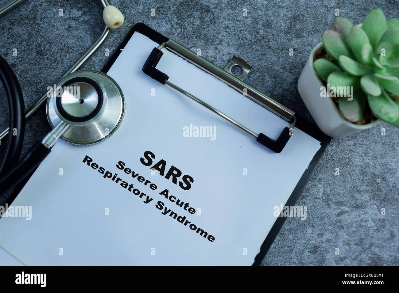 Concept Of Sars Severe Acute Respiratory Syndrome Write On Paperwork Isolated On Wooden