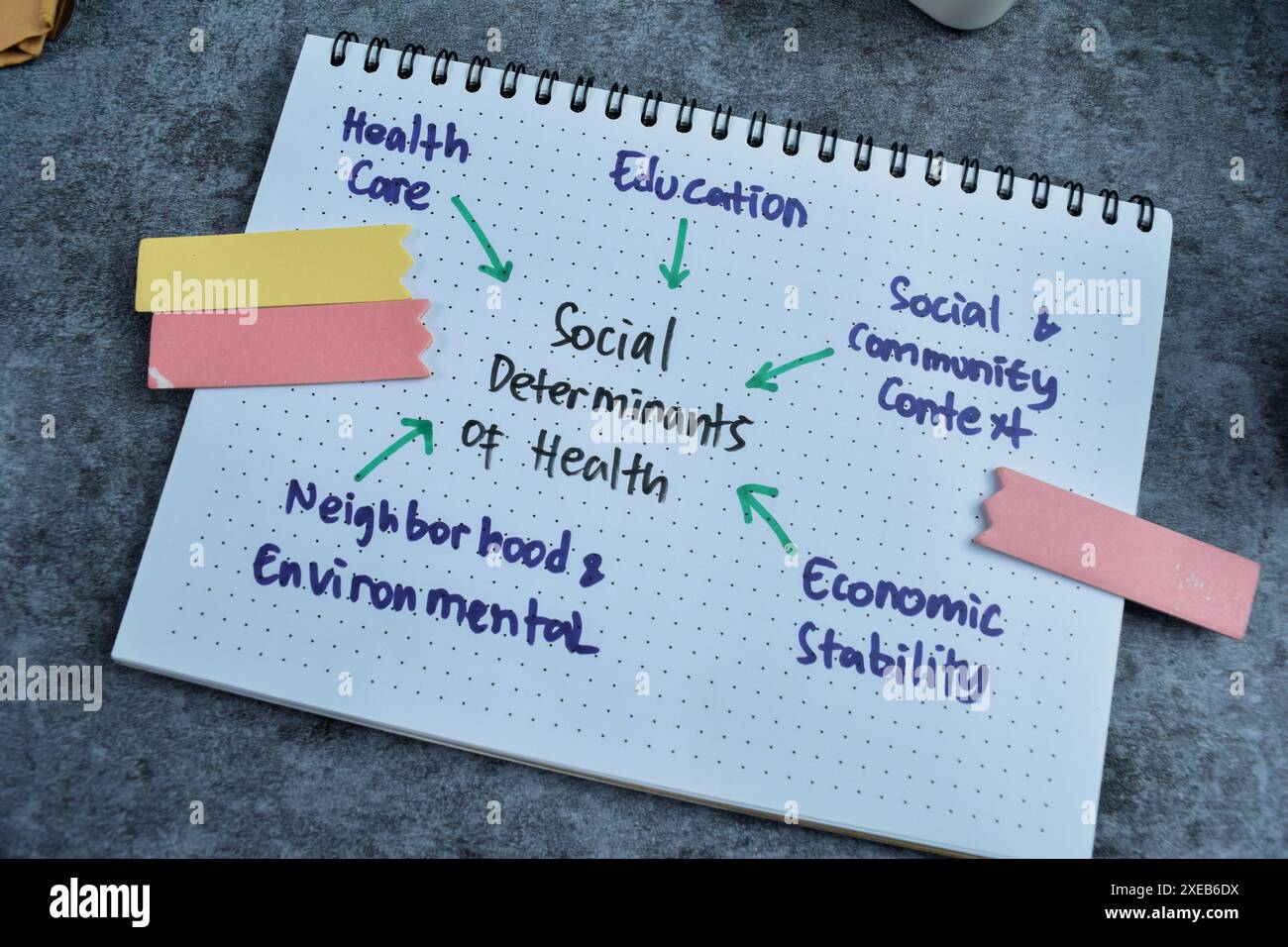 Concept of Social Determinants of Health write on book with keywords ...