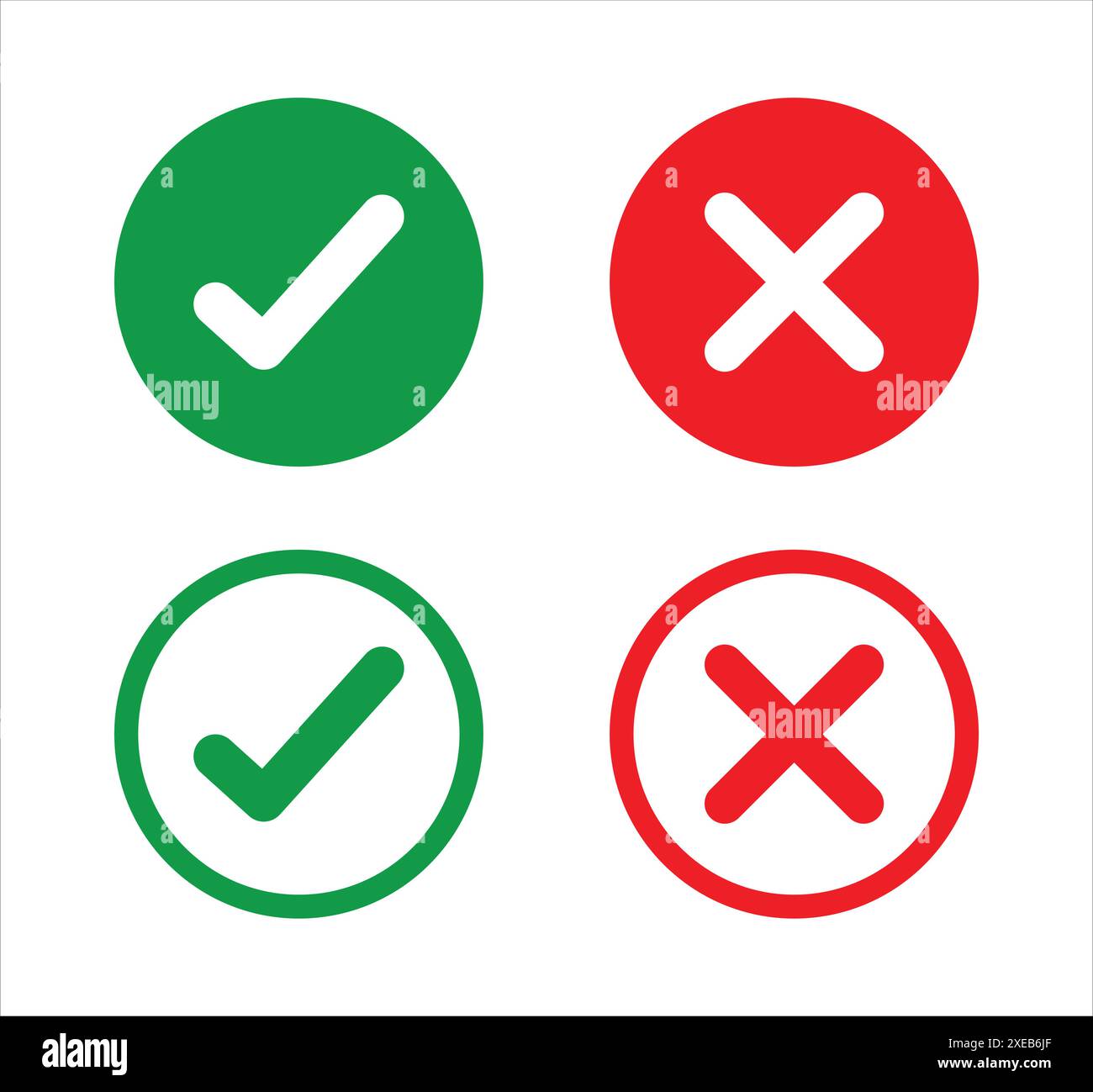 True and false button. Right and wrong symbol. check or cross icon do and don. Tick mark and ...